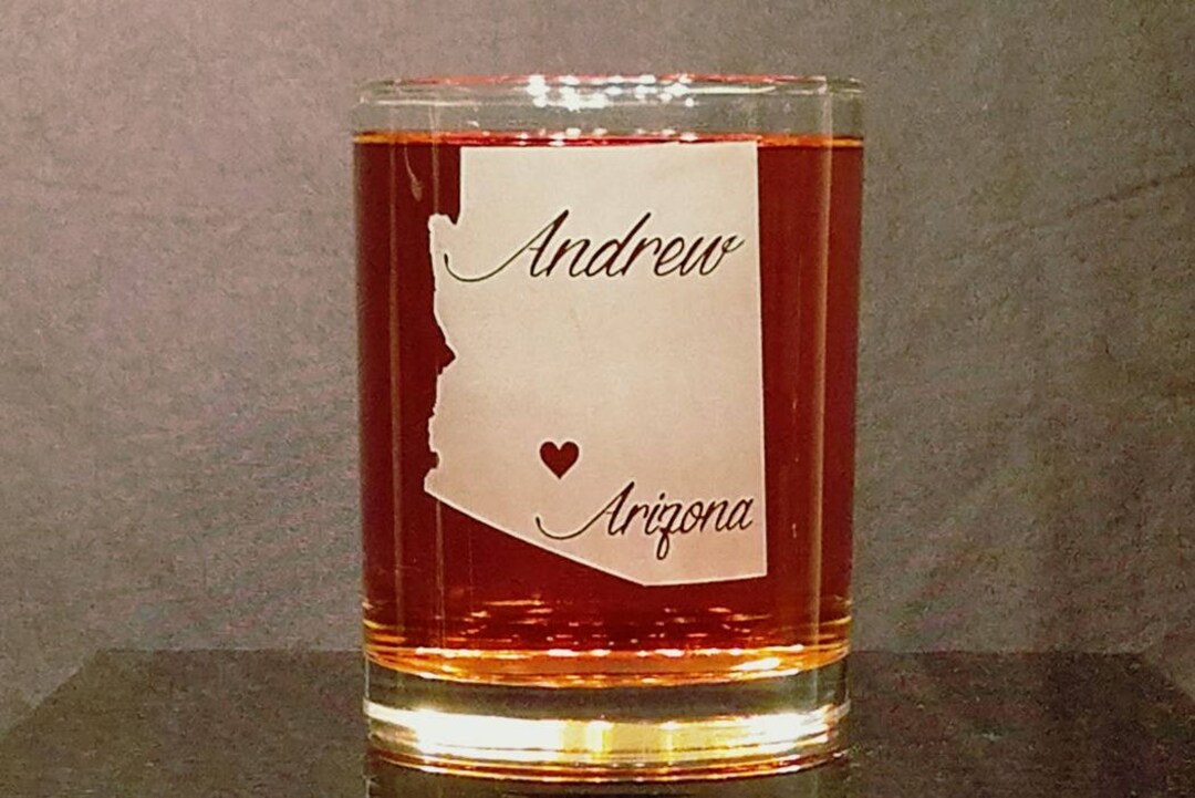Arizona Whiskey Glass With City and Name, Personalized Engraved Arizona ...