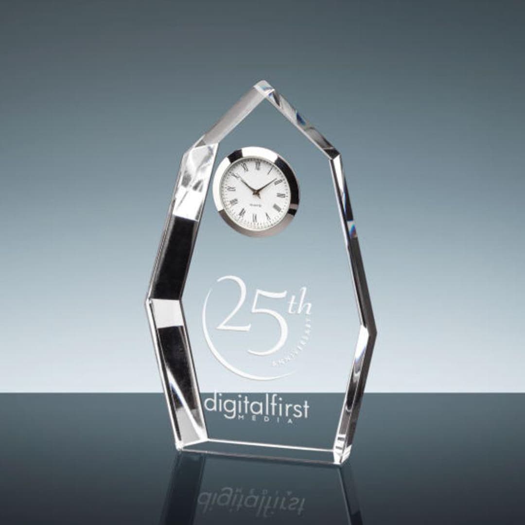 Personalized Engraved Crystal Clock With Your Logo, Artwork, Text ...