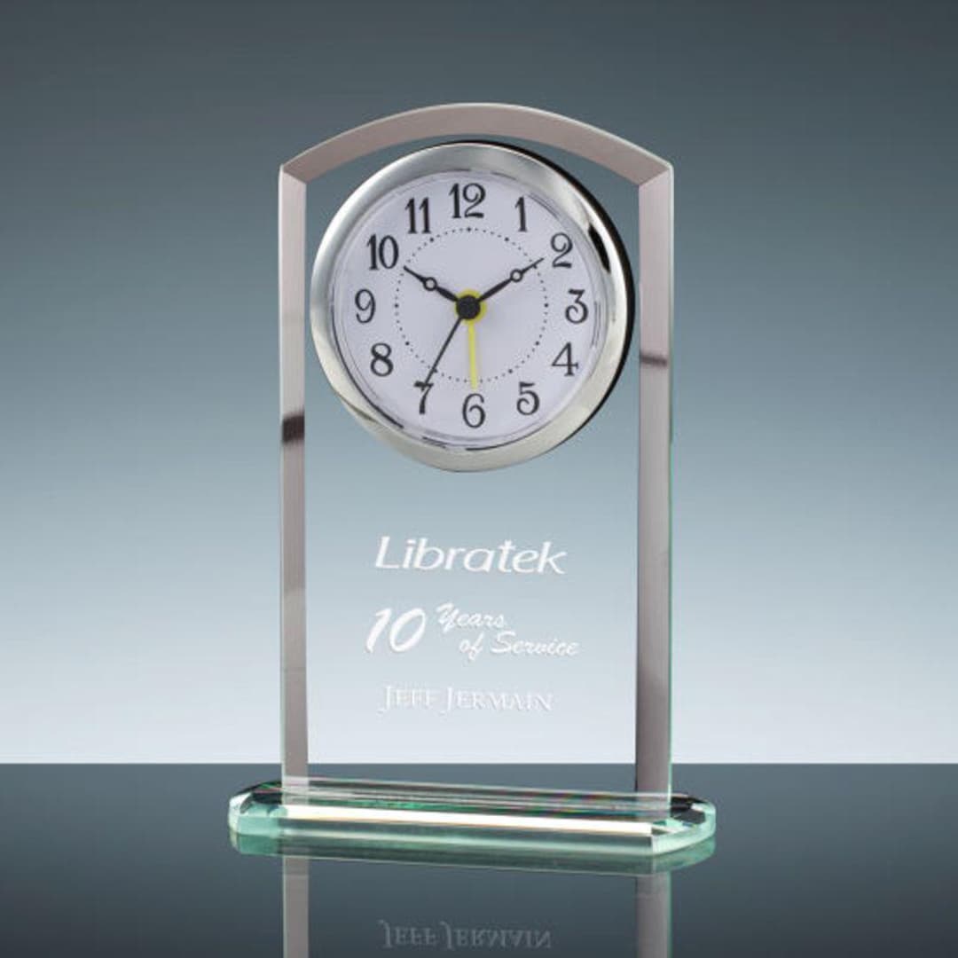 Personalized Engraved Crystal Clock With Your Logo, Artwork, Text ...