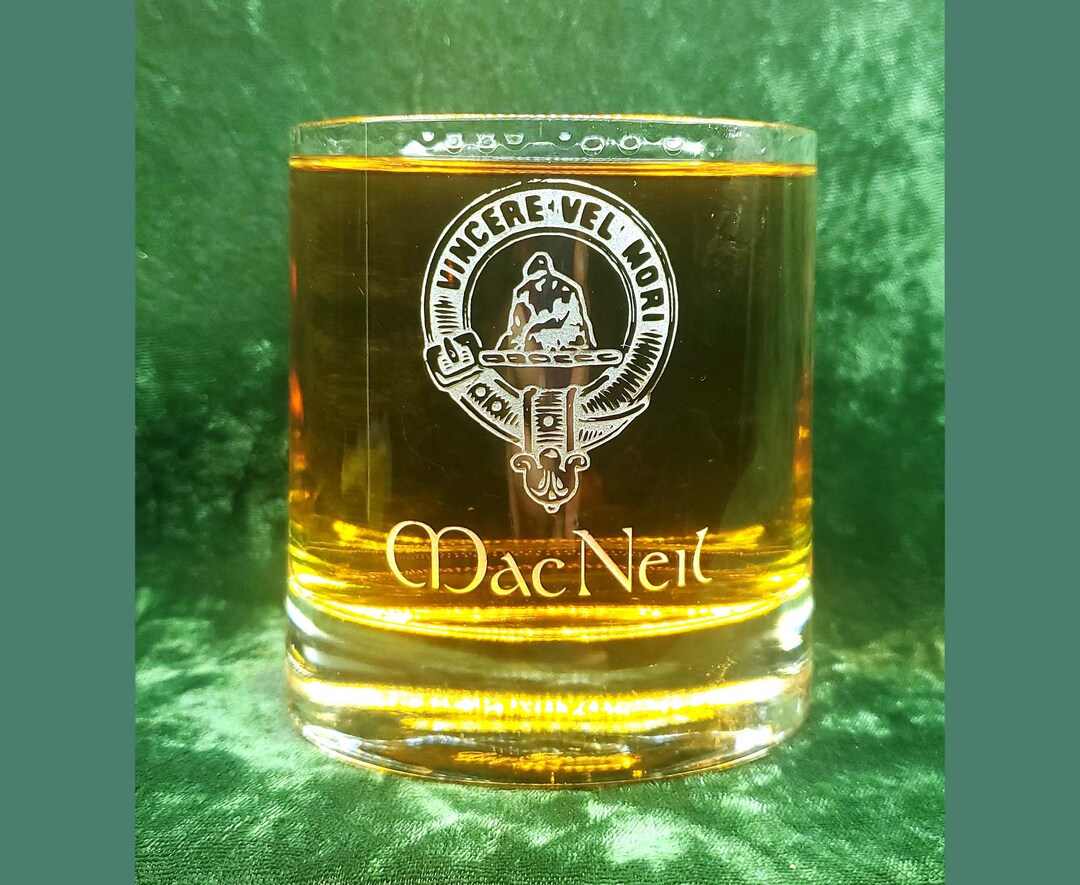 Personalized Macneil Scottish Clan Crest Whiskey Glass - Sandblasted ...