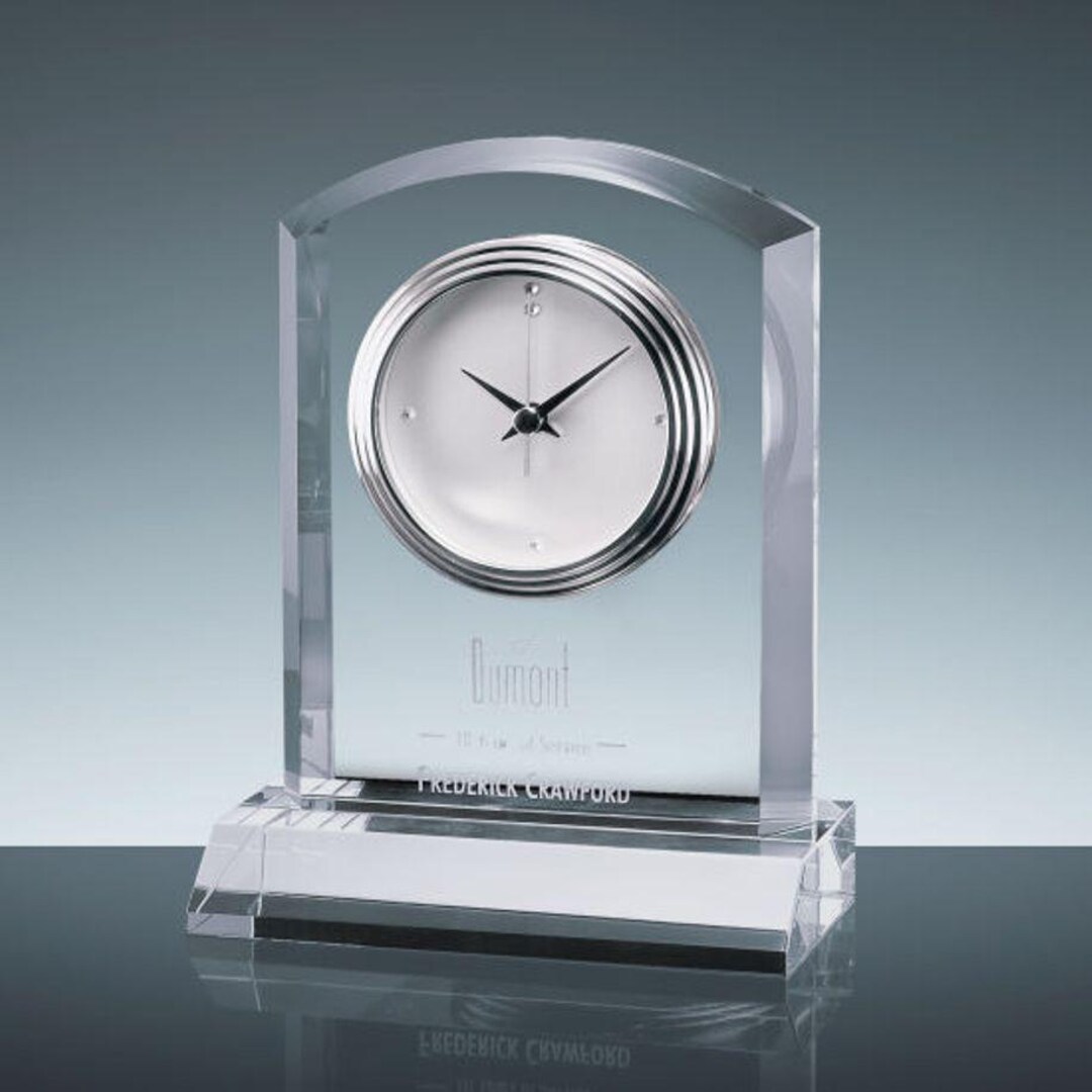 Personalized Engraved Crystal Clock With Your Logo, Artwork, Text ...