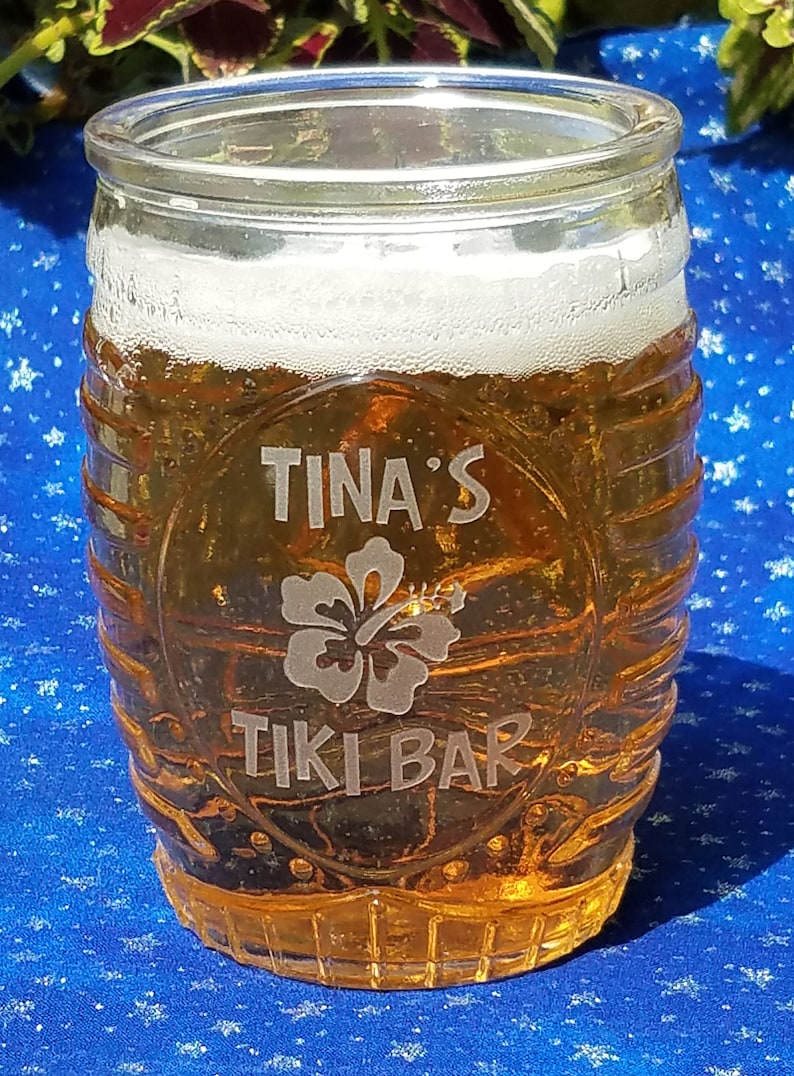 Tiki Beer Glass, Custom Engraved Beer Glass, Tiki Glass, Polynesian ...