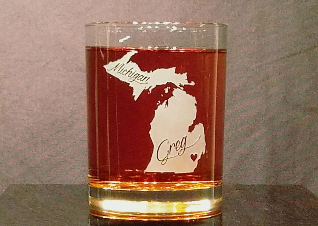 Michigan Whiskey Glass Custom State Glass Home State Glass - Etsy
