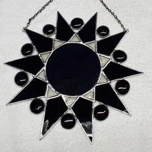 Starburst Stained Glass Suncatcher in Black Glass and Black Gems, REAL ...