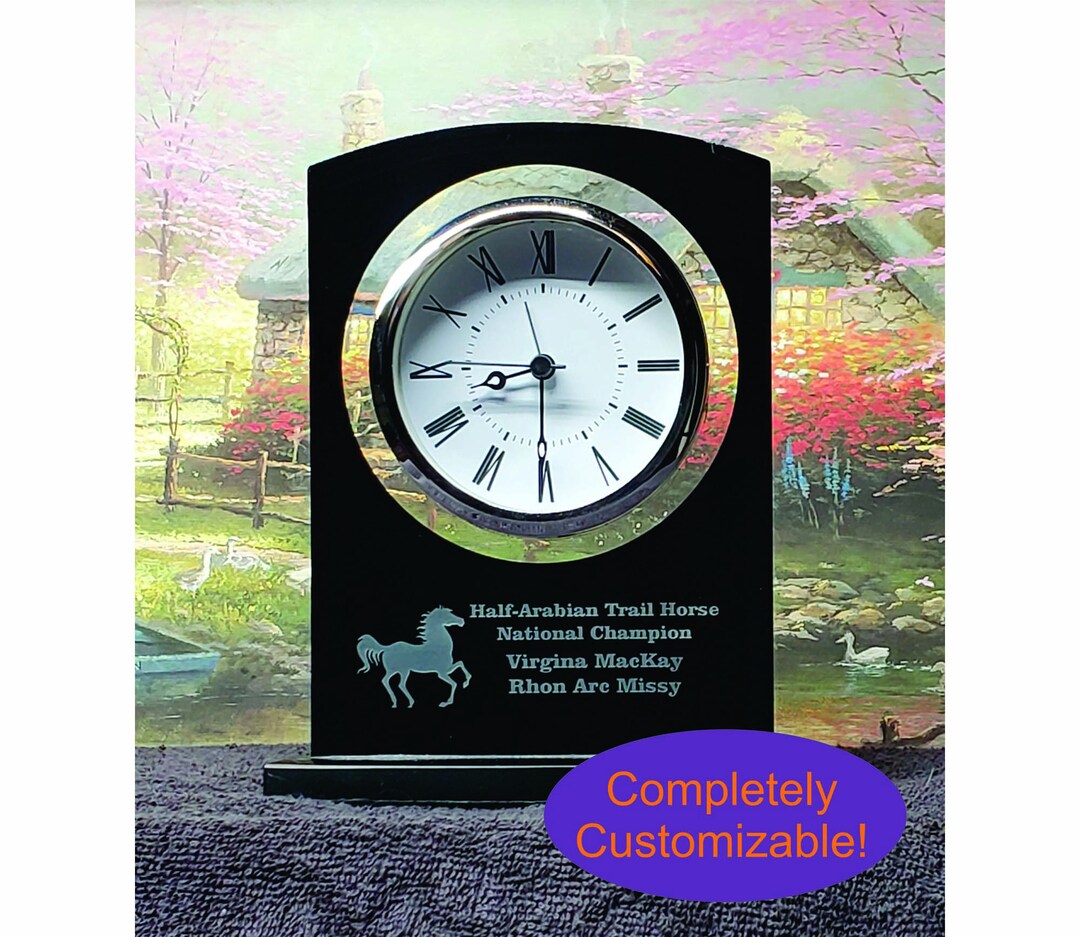 Black and Clear Crystal Clock, Personalized Engraved Crystal Clock ...
