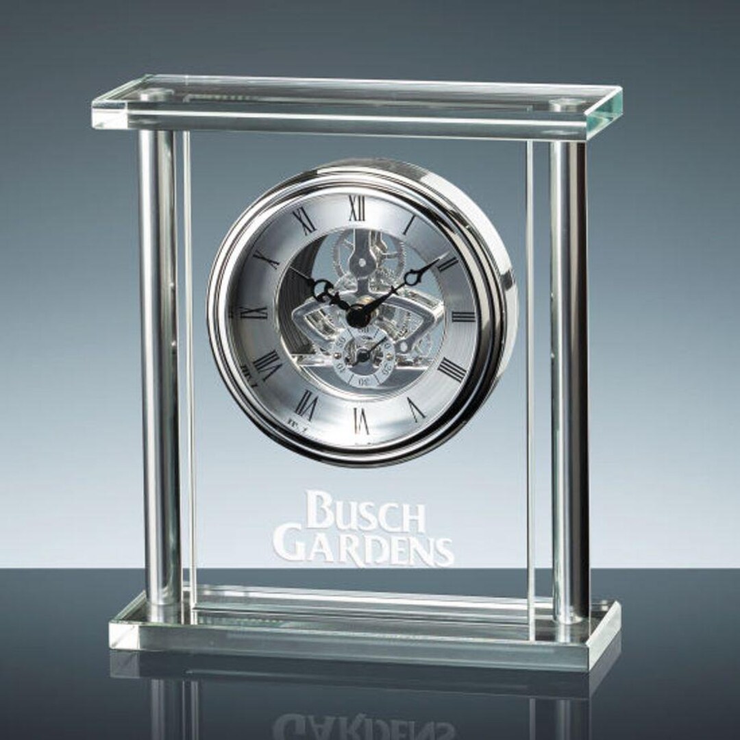 Personalized Engraved Crystal Clock With Your Logo, Artwork, Text ...