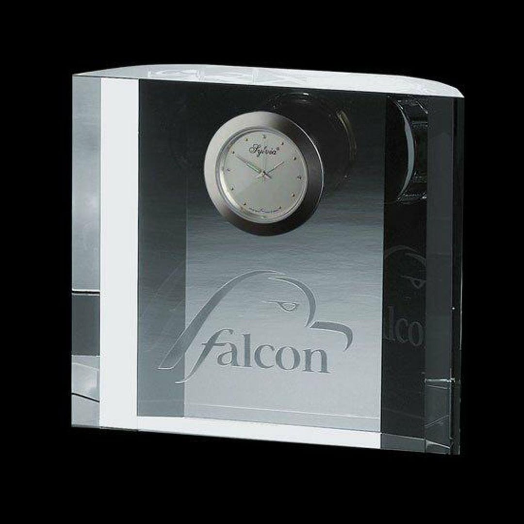 Personalized Engraved Crystal Clock With Your Logo, Artwork, Text ...