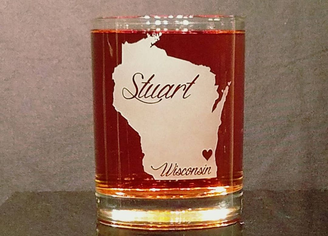 Wisconsin Whiskey Glass, Custom State Glass, Home State Glass, Engraved ...
