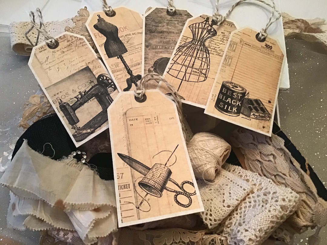 Vintage Ephemera Shabby Chic Sewing Machine Thread Corset Mannequin ...