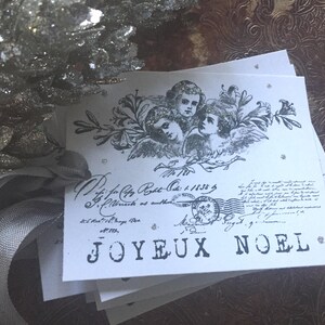 Joyeux Noel ANGELS French Inspired Christmas Gift Tags Glitter 8 - Etsy