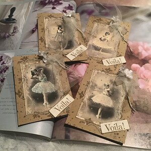VOILA Vintage BALLERINA Folded Note Cards Keepsake Cards Mixed Media ...