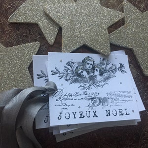 Joyeux Noel ANGELS French Inspired Christmas Gift Tags Glitter 8 - Etsy