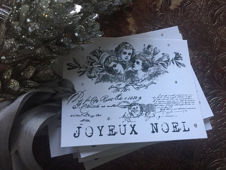 Joyeux Noel ANGELS French Inspired Christmas Gift Tags Mica | Etsy