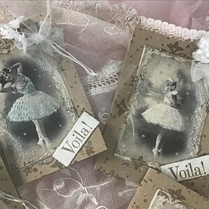 VOILA Vintage BALLERINA Folded Note Cards Keepsake Cards Mixed Media ...