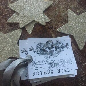 Joyeux Noel ANGELS French Inspired Christmas Gift Tags Glitter 8 - Etsy