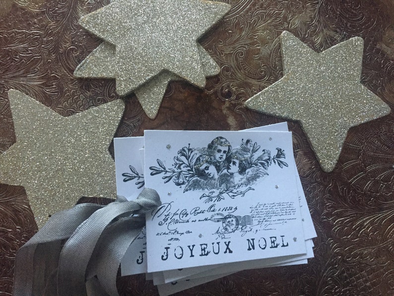 Joyeux Noel ANGELS French Inspired Christmas Gift Tags Mica | Etsy