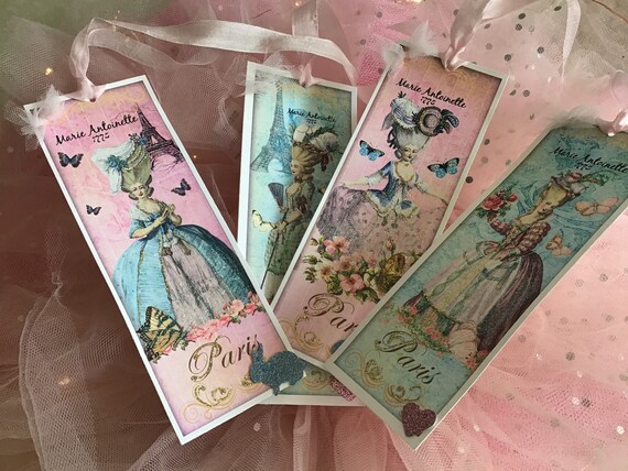 Pretty Marie Antoinette Gift Tags Bookmarks Glitter Ribbon - Etsy