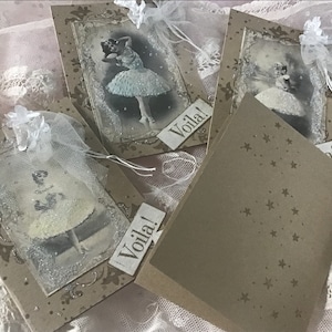 VOILA Vintage BALLERINA Folded Note Cards Keepsake Cards Mixed Media ...