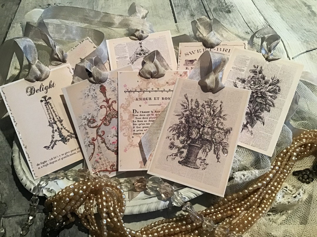 LOVELY Gift Tags French Country Glitter ~ FRENCH Market 8 - Etsy