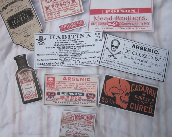 Vintage Pharmacy Apothecary Labels Adhesive Stickers SEALS 10 Assorted ...