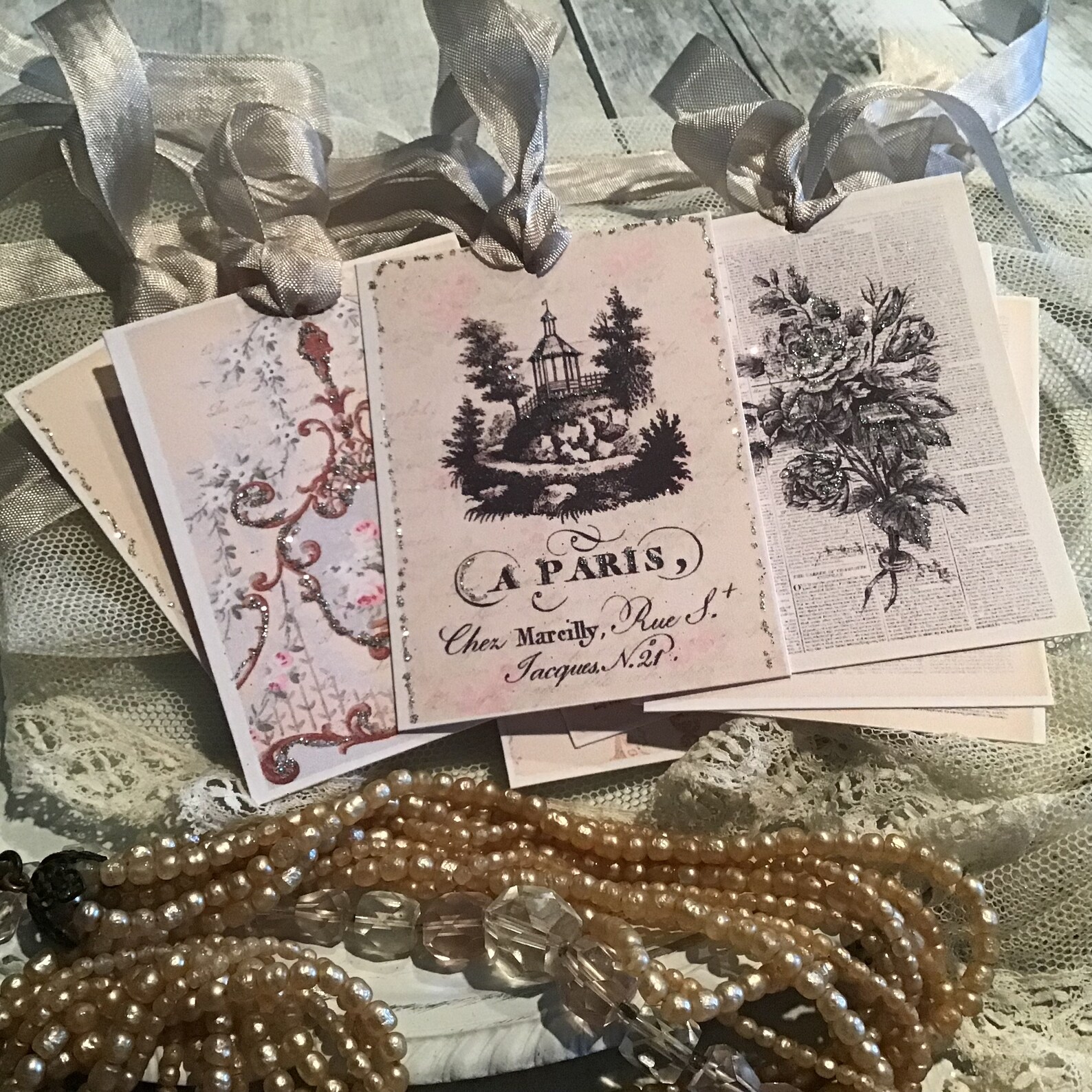 LOVELY Gift Tags French Country Glitter ~ FRENCH Market 8 - Etsy