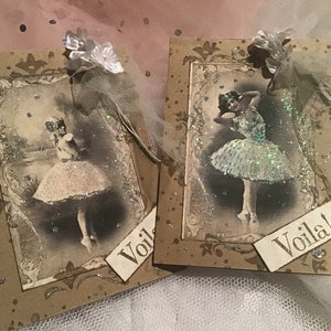 VOILA Vintage BALLERINA Folded Note Cards Keepsake Cards Mixed Media ...