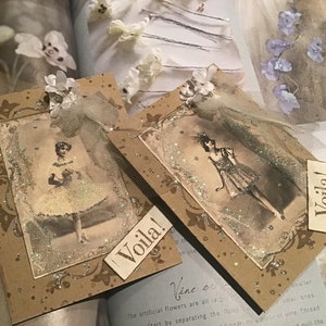 VOILA Vintage BALLERINA Folded Note Cards Keepsake Cards Mixed Media ...