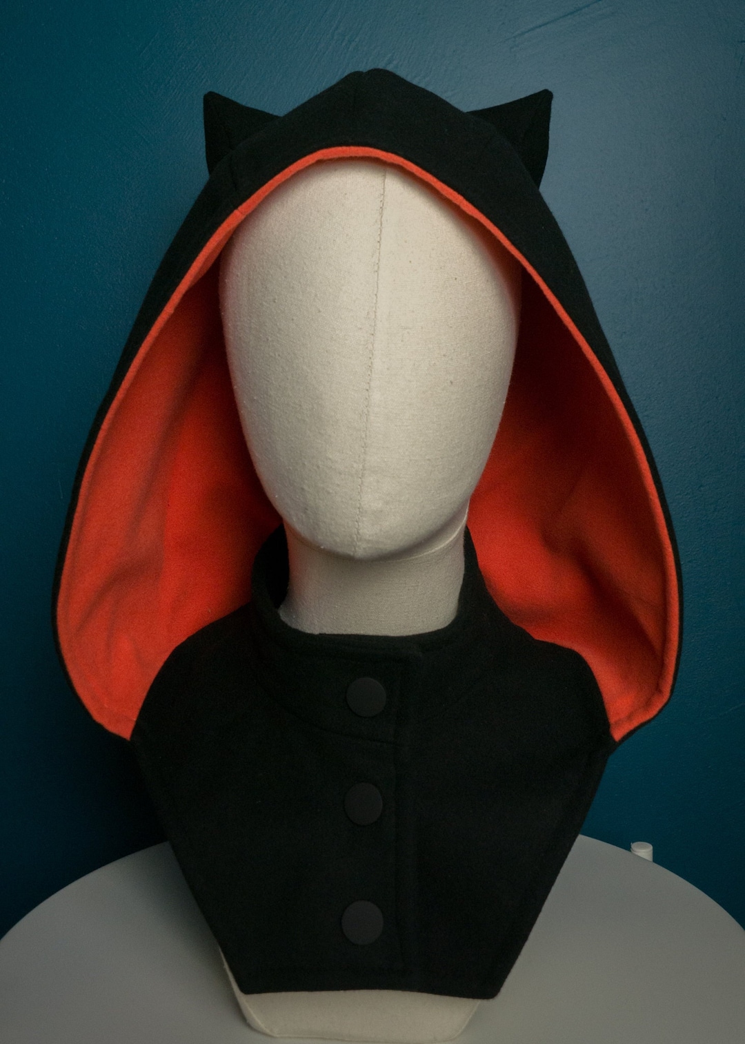Black and Orange Cat Ear Hood, Soft Handmade Durable Fabric Hood ...