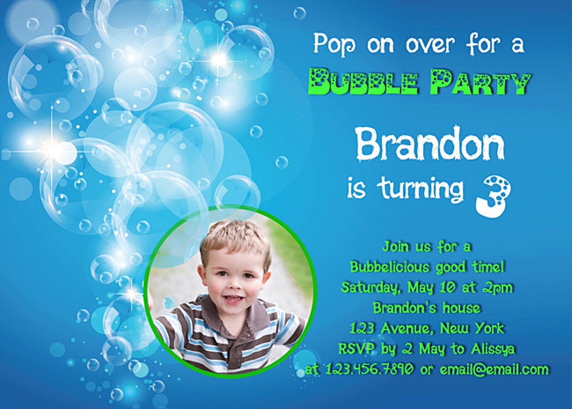 Bubble Birthday Party Invitation, Bubble Party - Etsy