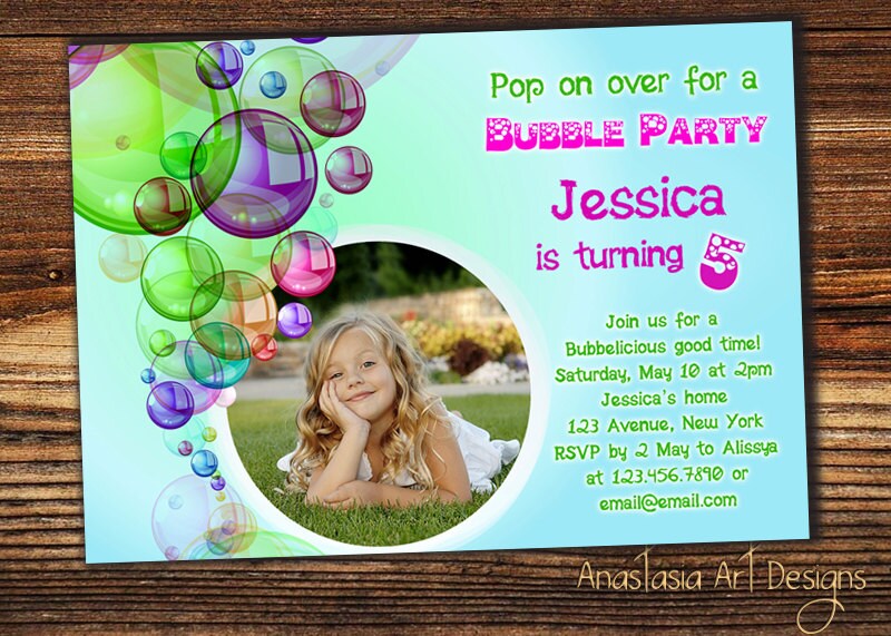Bubble Birthday Party Invitation Bubble Party - Etsy