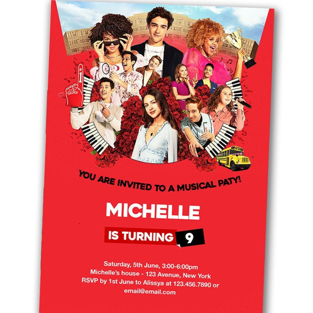 High School Musical Invitation, High School Musical Birthday Invitation ...