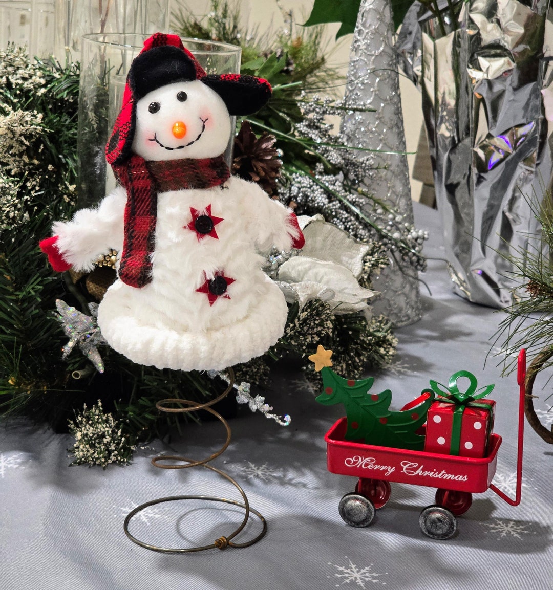 Snowman Tree Topper Table Decor Christmas Centerpiece Repurposed ...