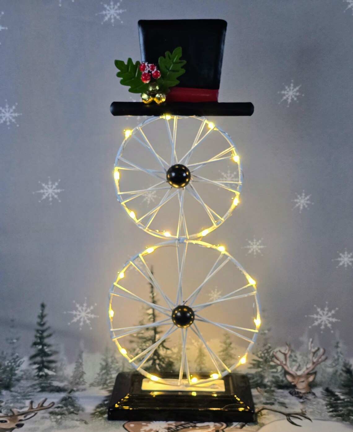 Lighted Snowman Christmas Decor – LED Holiday Tabletop Display - Etsy