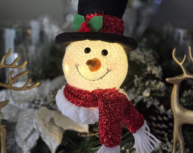 Lighted Snowman Tree Topper – Repurposed Bedspring Holiday Décor ...