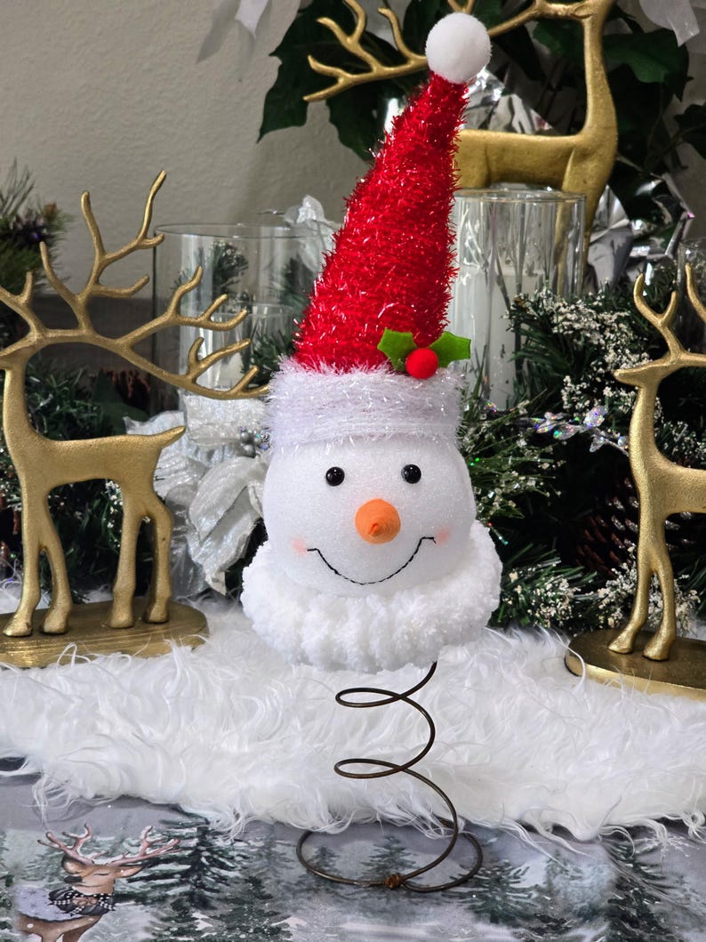 Snowman Tree Topper LED Tinsel – Bedspring Holiday Decor - Etsy