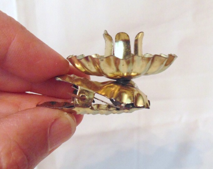 6 Gold Colored Vintage Christmas Tree Clip-on Candle Holders Upcycle ...