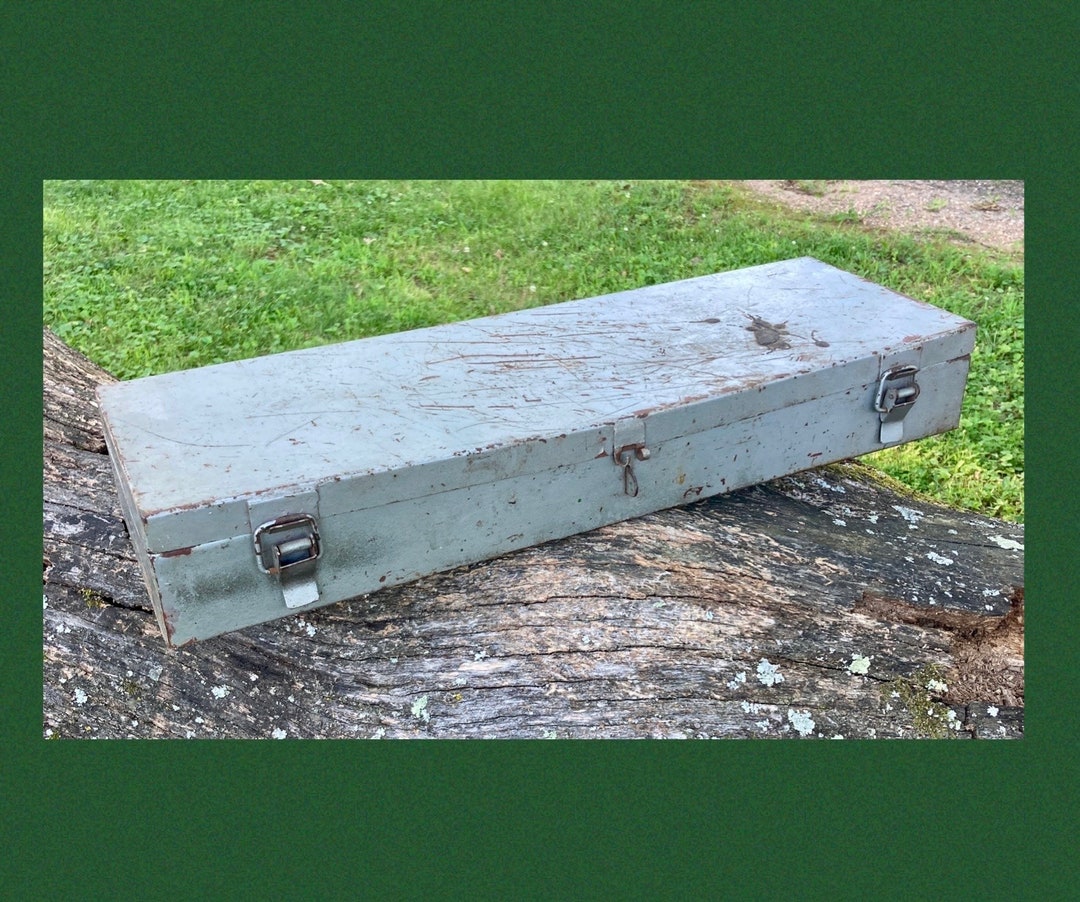 Heavy Duty Steel Lockbox — Antique Metal Tool Box — Lockable Rustic ...