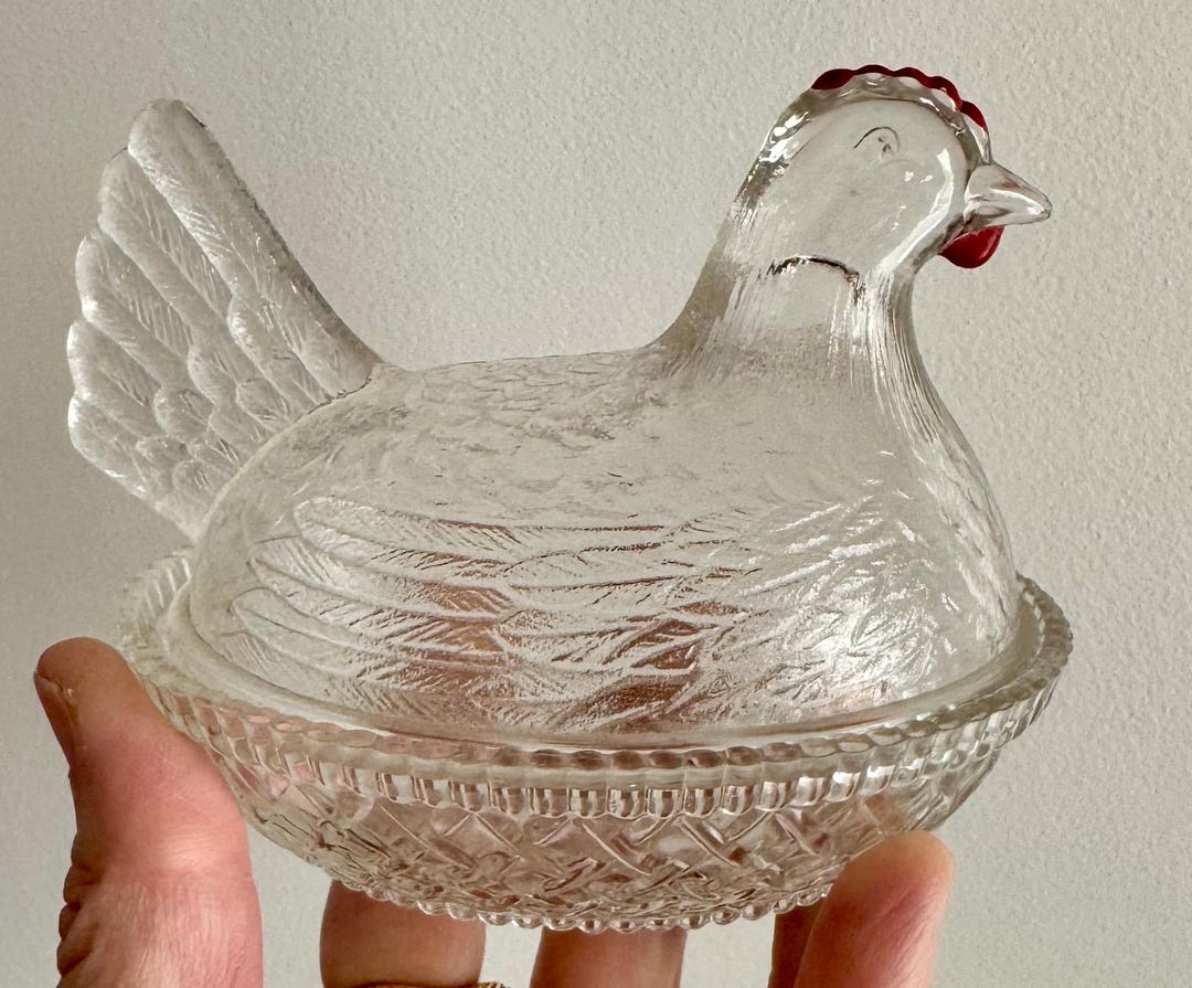 Antique Nesting Chicken Candy Dish - Etsy