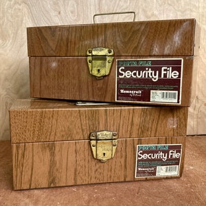 Industrial Steel Box — Vintage Lockable Faux Wood Grain Security File ...