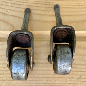 Antique Caster Wheels set of 2 Salvaged Industrial Steel Furniture ...