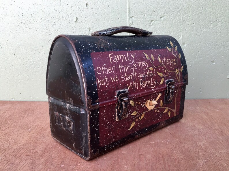 Antique Lunch Box Hand Painted OOAK Industrial Urban Art - Etsy