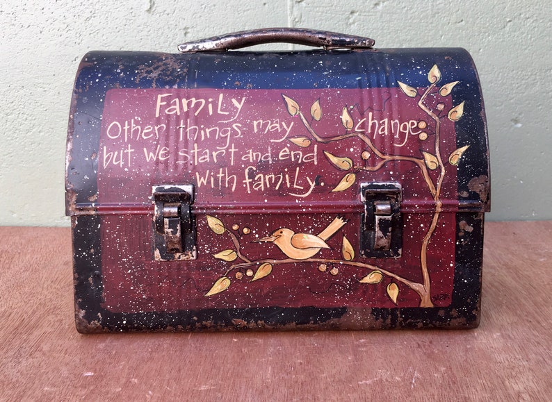 Antique Lunch Box Hand Painted OOAK Industrial Urban Art - Etsy