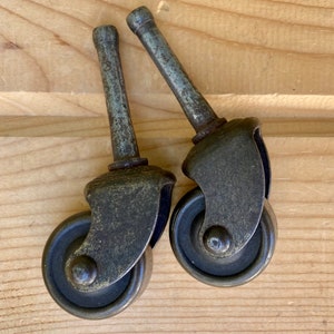 Antique Caster Wheels set of 2 Salvaged Industrial Steel Furniture Casters Retro Wheels Vintage ...