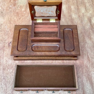 Vintage Men's Wooden Valet Jewelry Drawer Dresser Top Organizermid ...