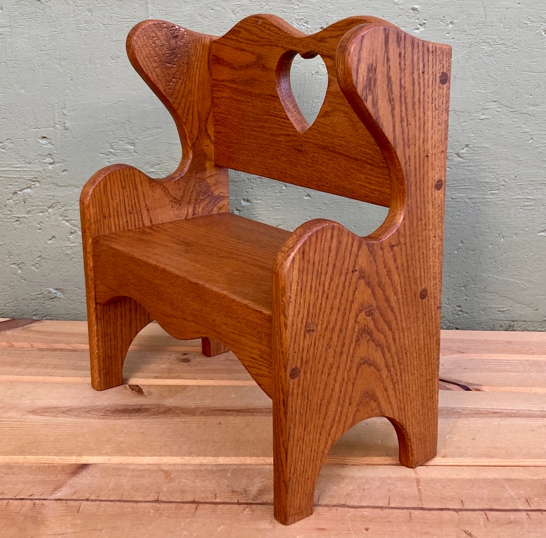 Wood Bench/stool — Vintage Wooden Seat — Antique Handcrafted Solid Oak ...