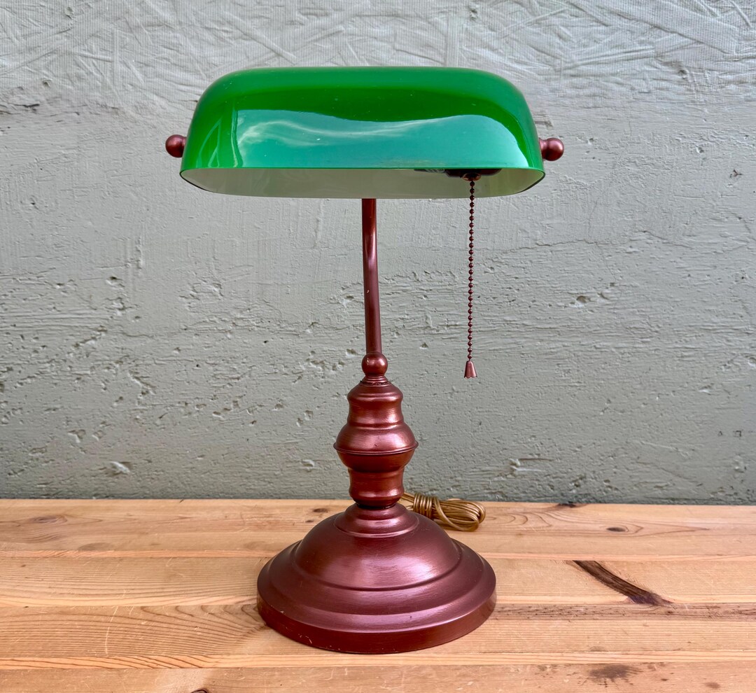 Vintage Green Shade Bankers Lamp – Retro Desk Accent Lighting - Etsy
