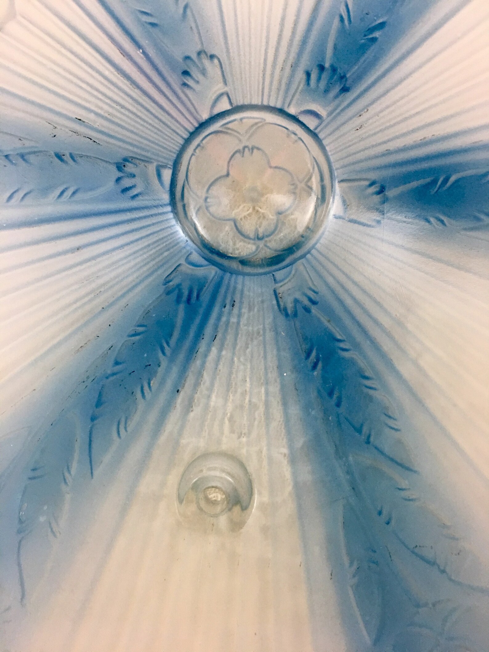 Antique Mid Century Frosted and Blue Floral Glass Replacement - Etsy