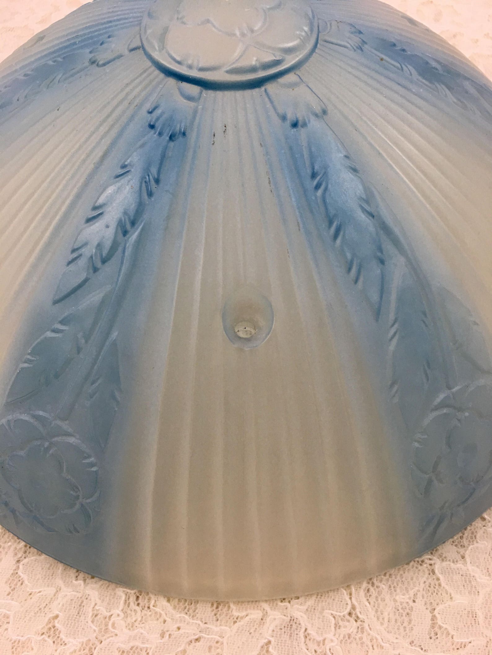 Antique Mid Century Frosted and Blue Floral Glass Replacement - Etsy