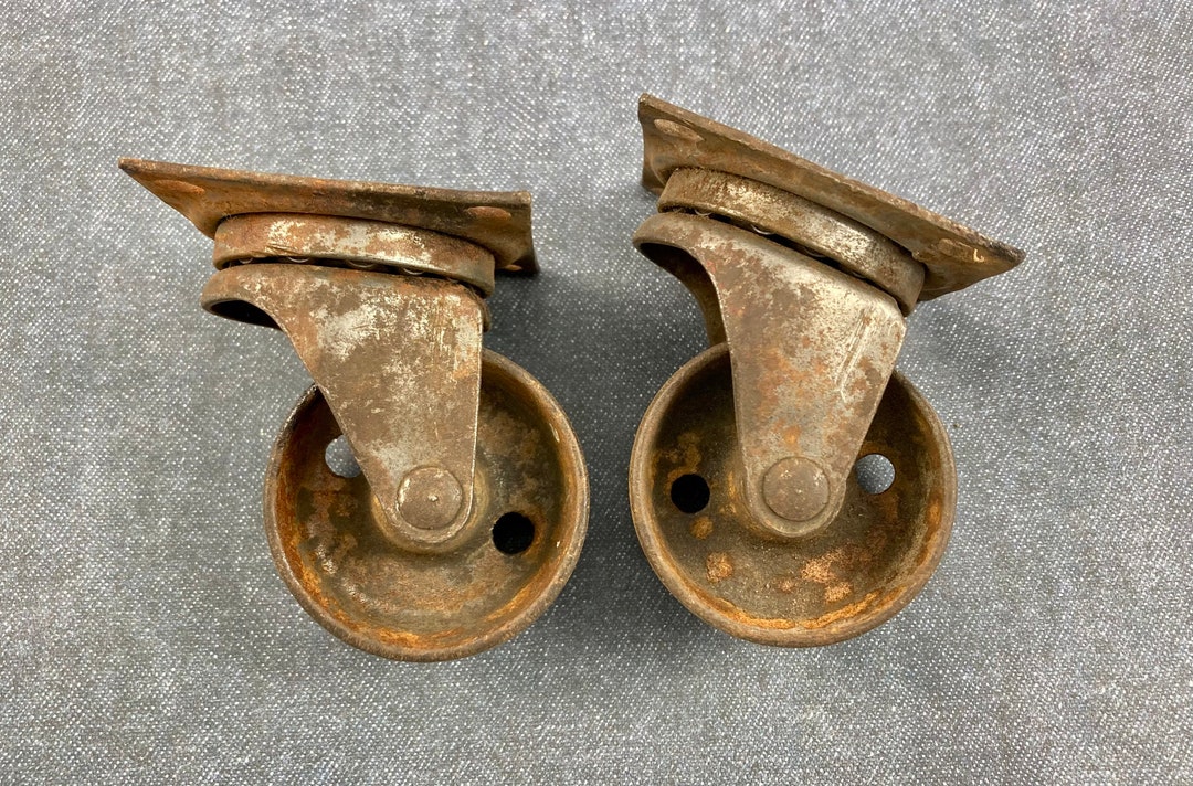Antique Casters Salvaged Industrial Iron Swivel Wheels Vintage ...