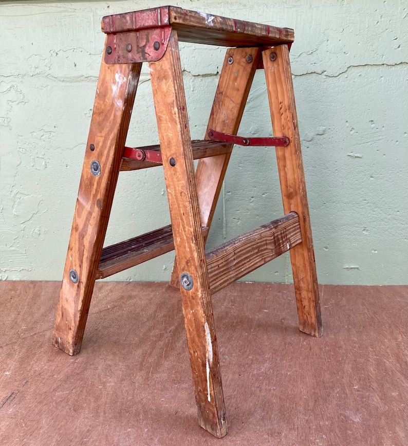 Antique Wood Step Ladder Vintage Urban Industrial Style - Etsy